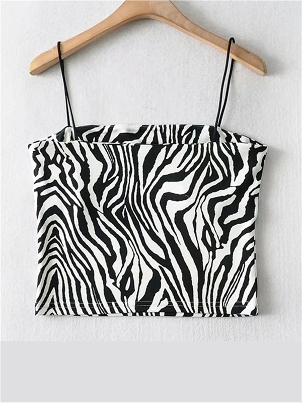 Animal print cropped slim crop top - hujoin apparel