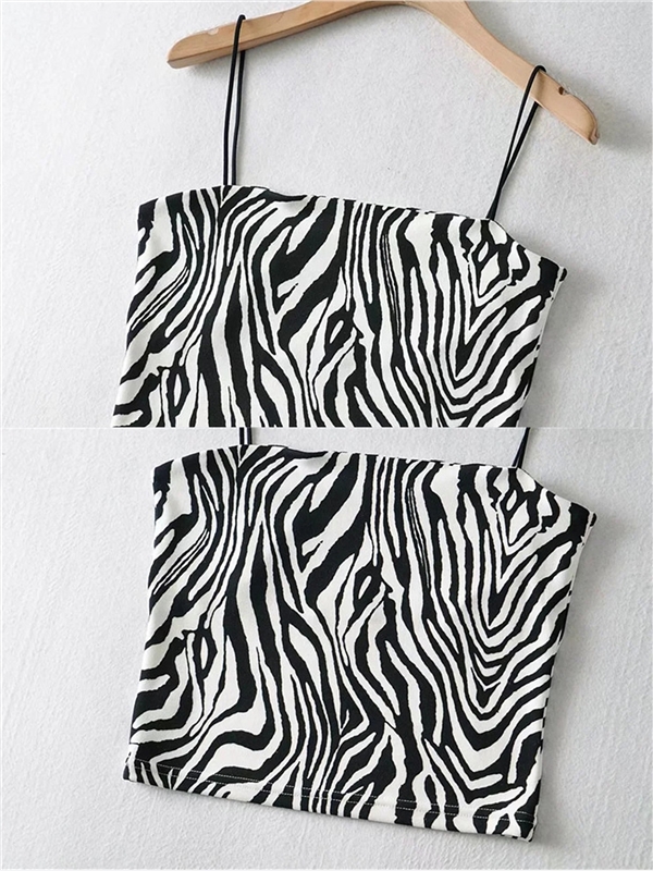 Animal print cropped slim crop top - hujoin apparel