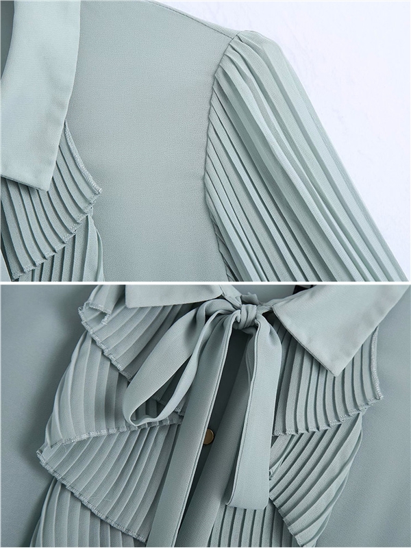 New fashion elegant pleated drape shirt women - hujoin apparel